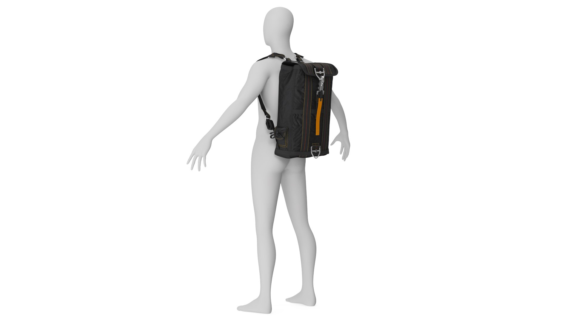 Parachute Flight Backpack Worn Black 3D Model - TurboSquid 2084332