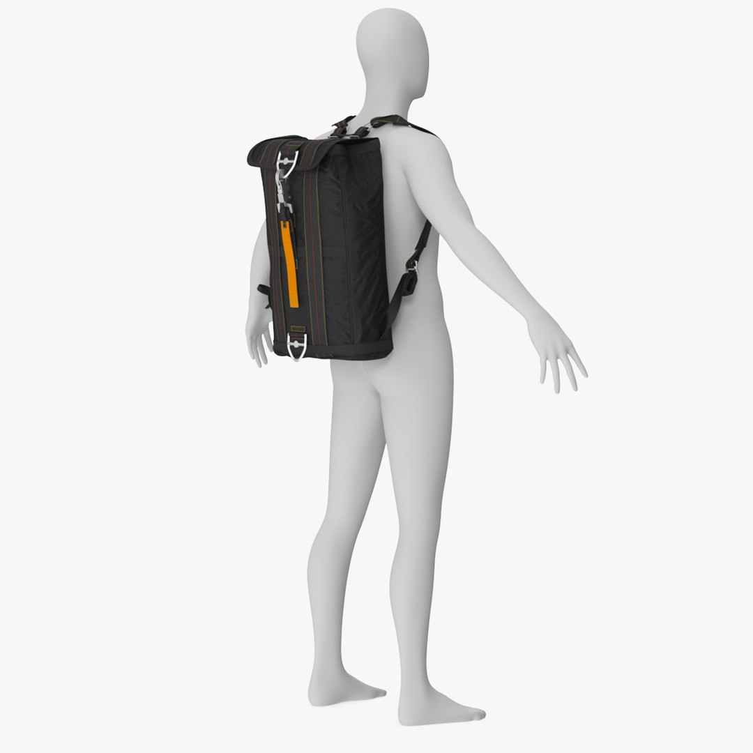 Parachute Flight Backpack Worn Black 3D model - TurboSquid 2084332