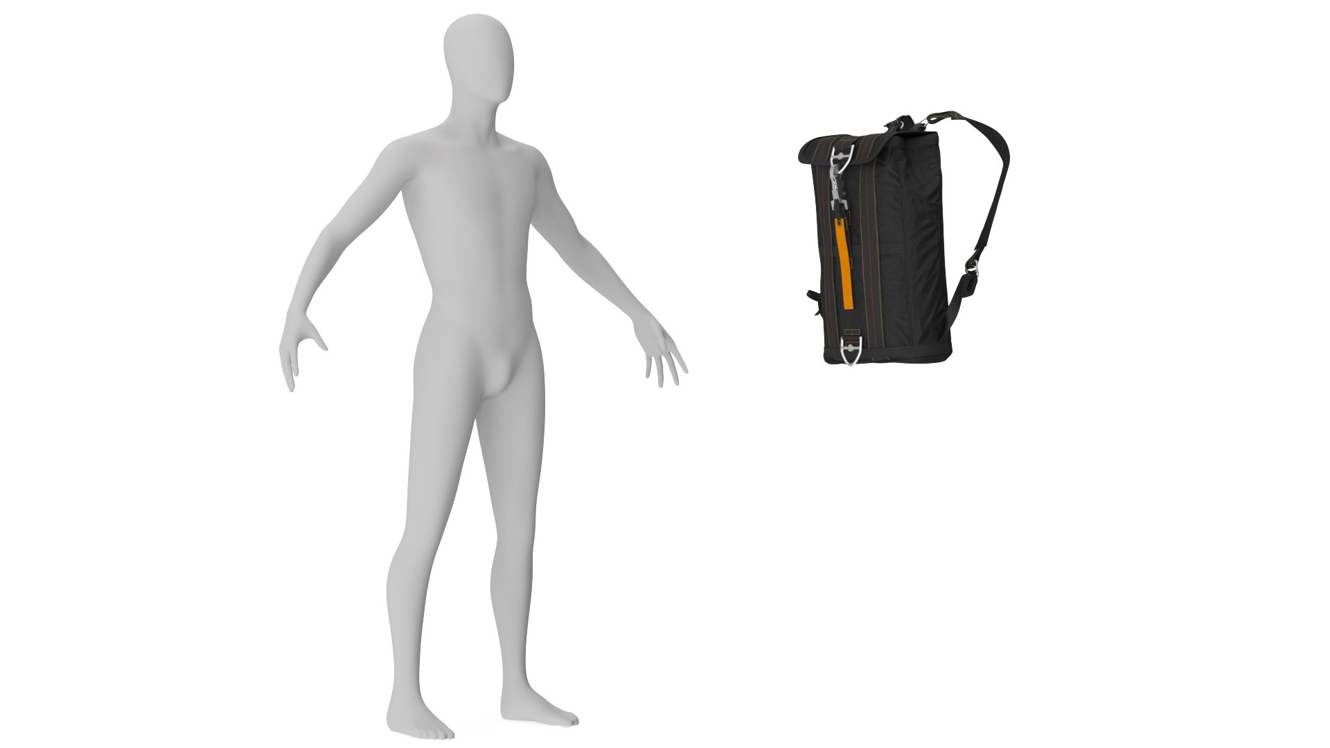Parachute Flight Backpack Worn Black 3D model - TurboSquid 2084332