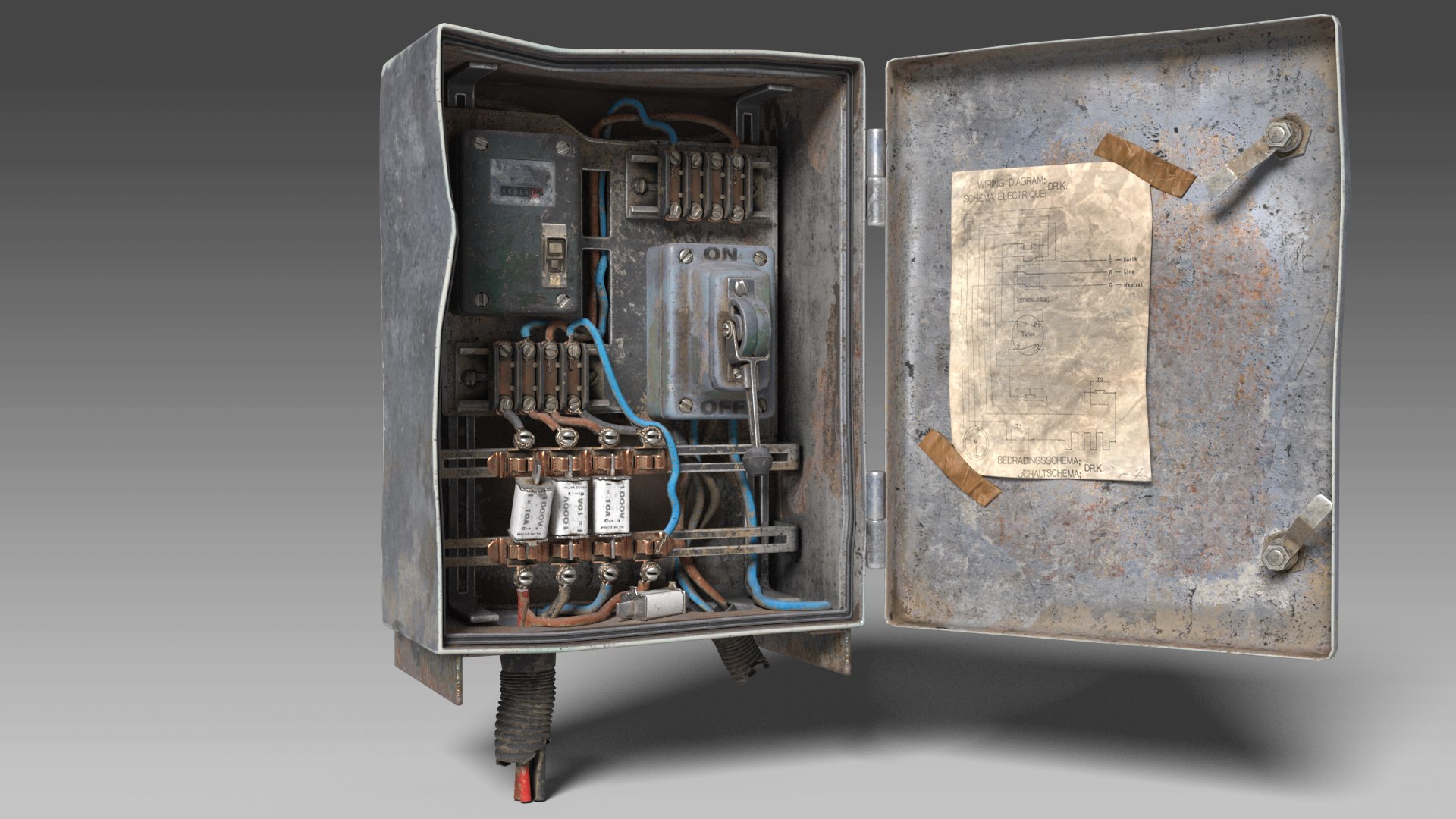Old Electric Fuse Box 3D Model - TurboSquid 1554357