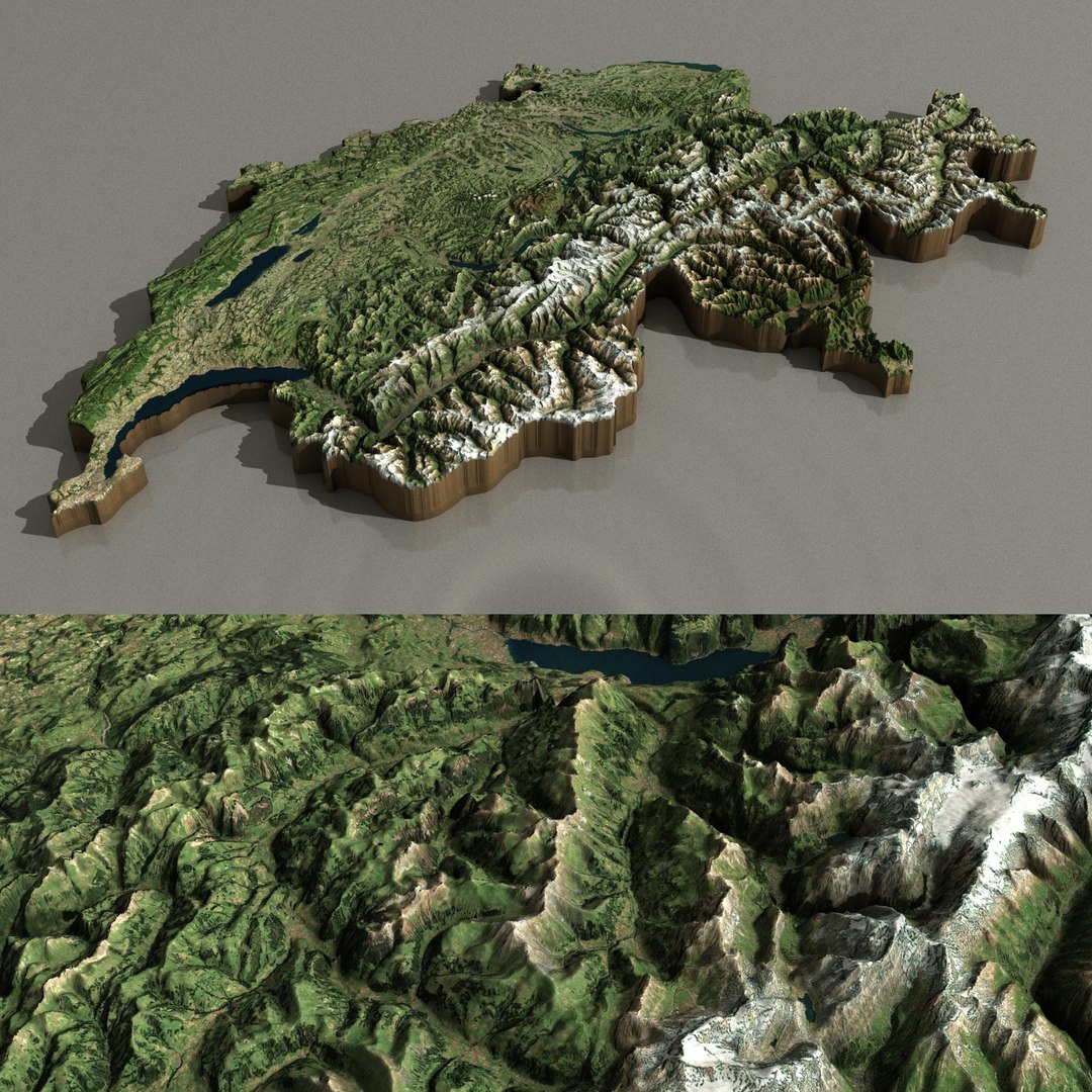 Switzerland 3D Map Model - TurboSquid 1862259