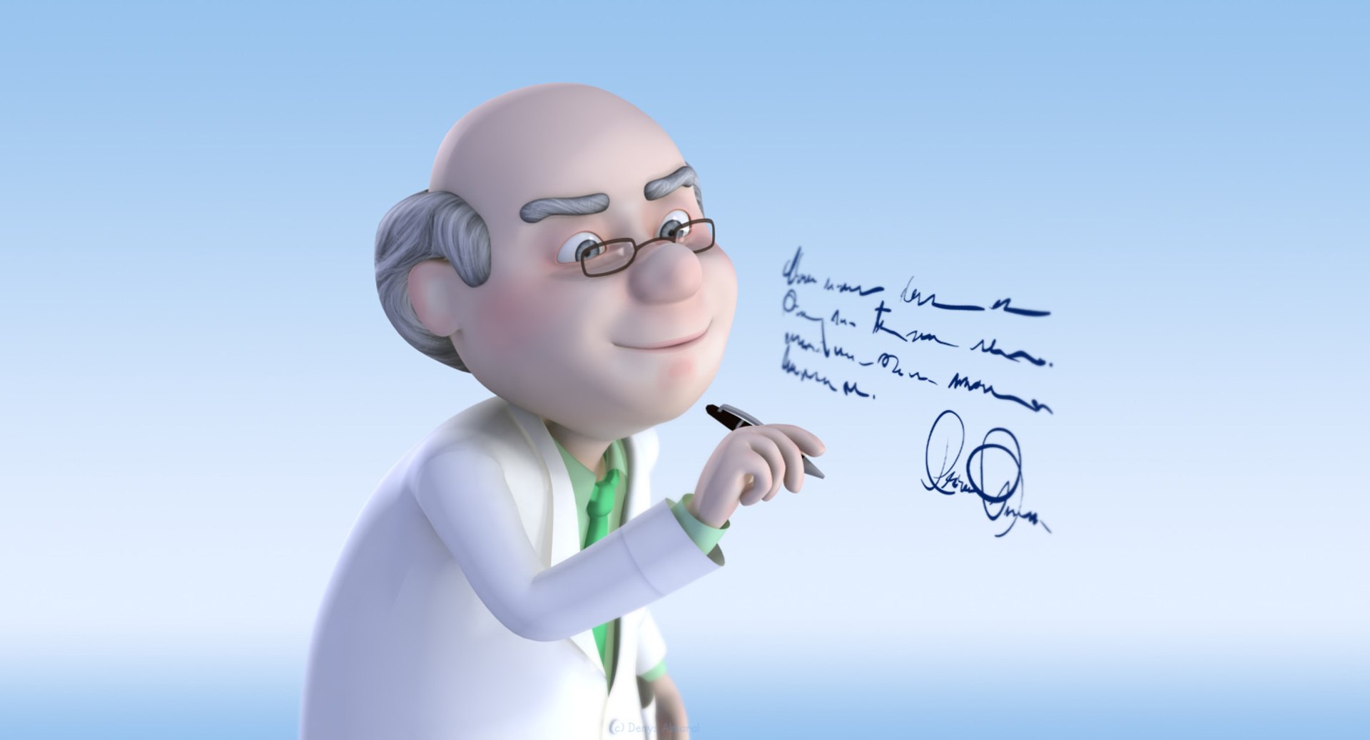 3d Cartoon Doctor Old Man Model