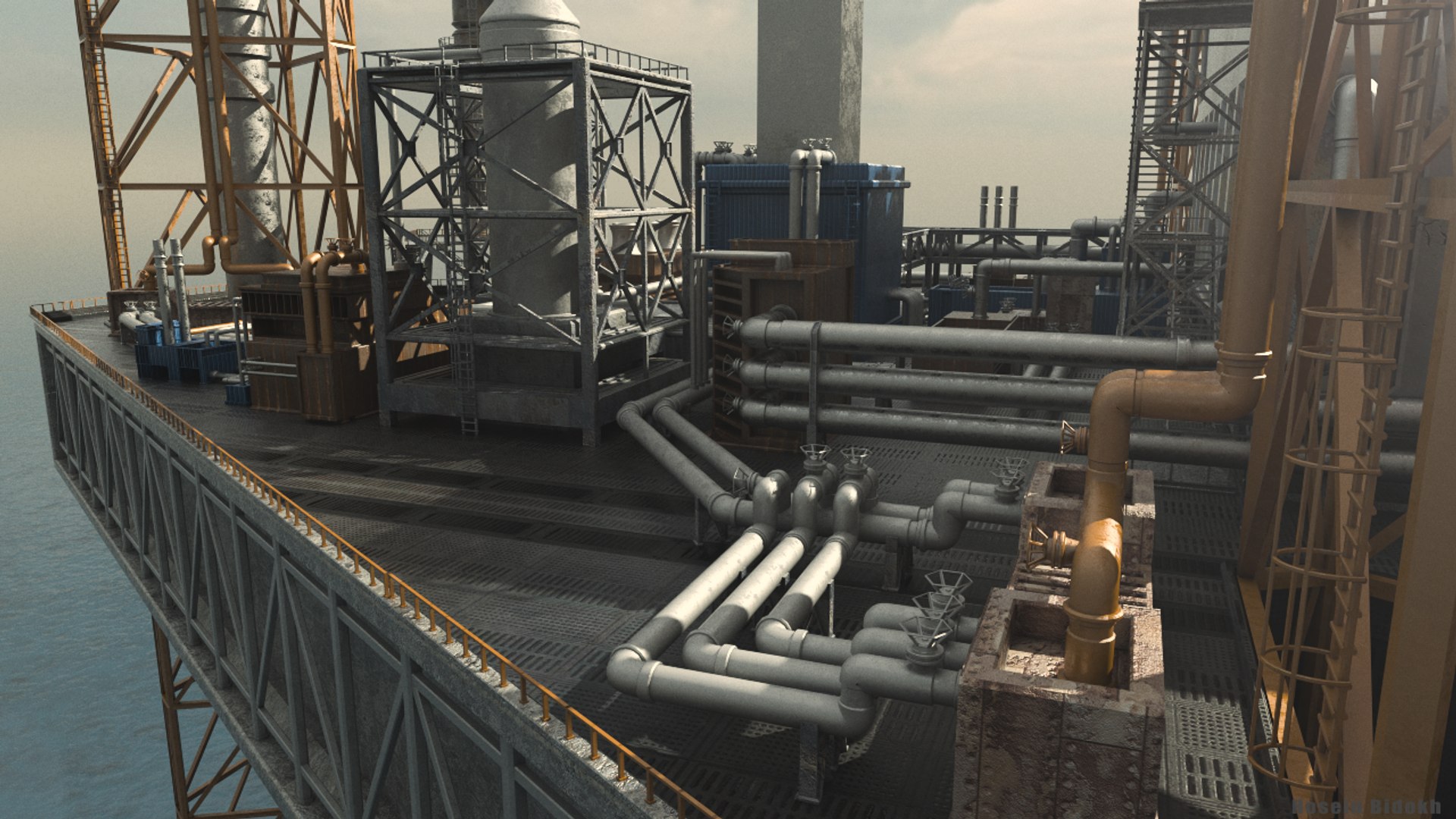 Oil Rig Triangle 3D - TurboSquid 2186679