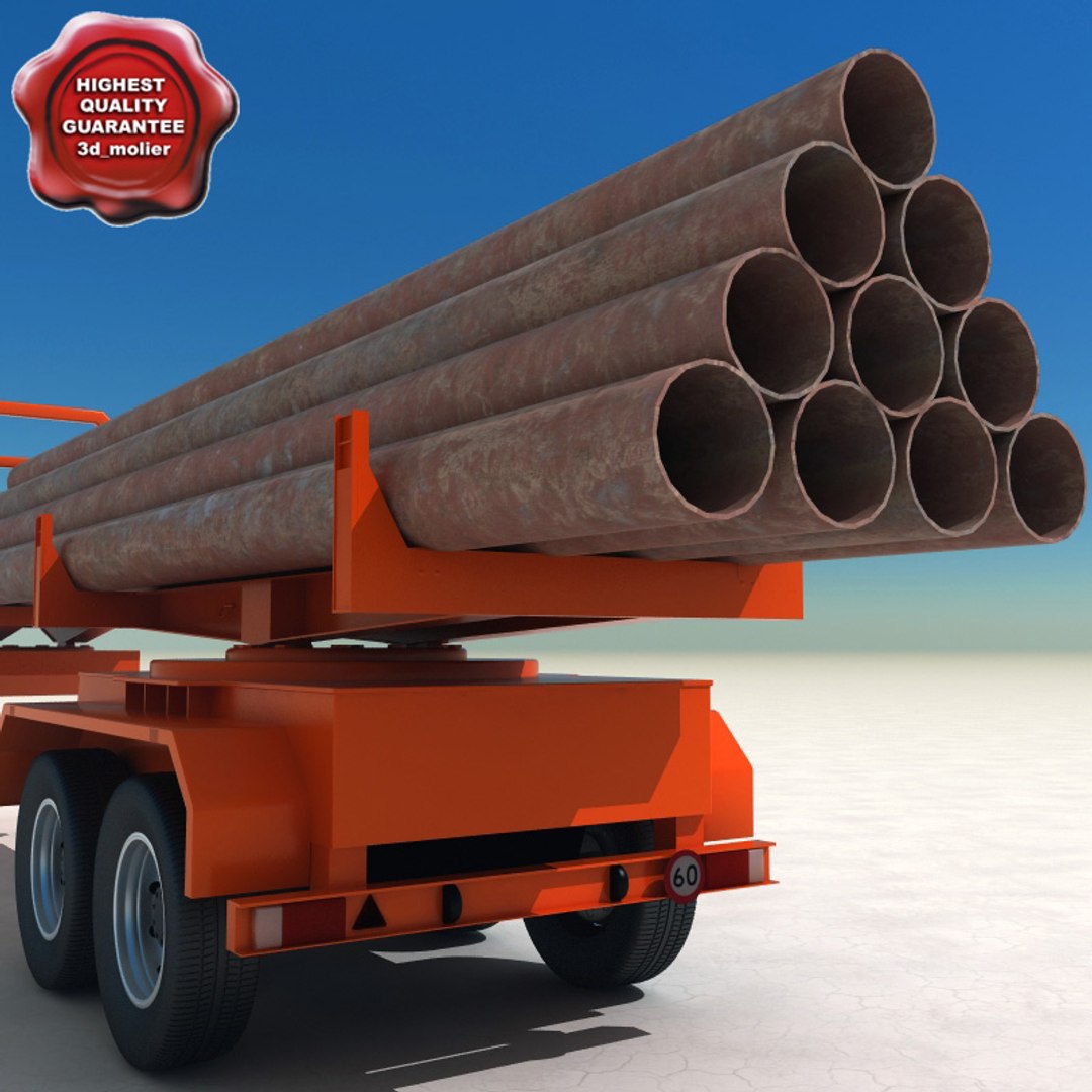 3d Pipe Carrier Trailer Model