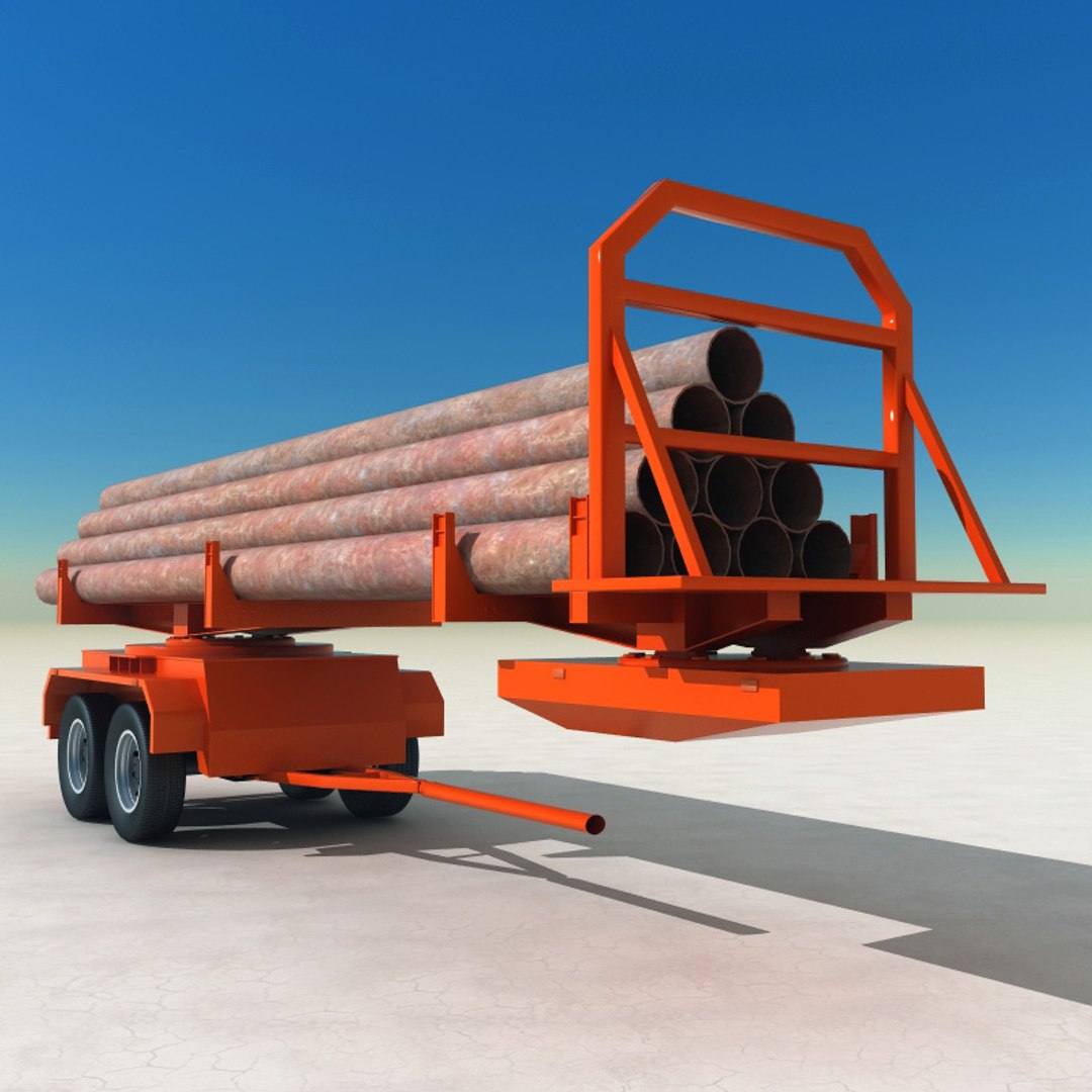 3d Pipe Carrier Trailer Model