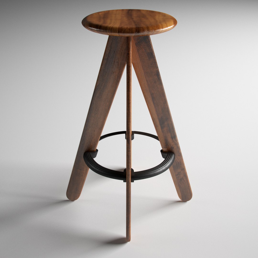 3d Slab Bar Stool Natural Model