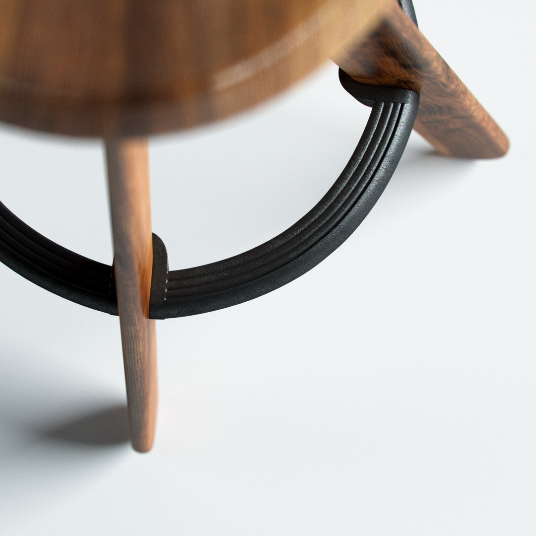 3d Slab Bar Stool Natural Model