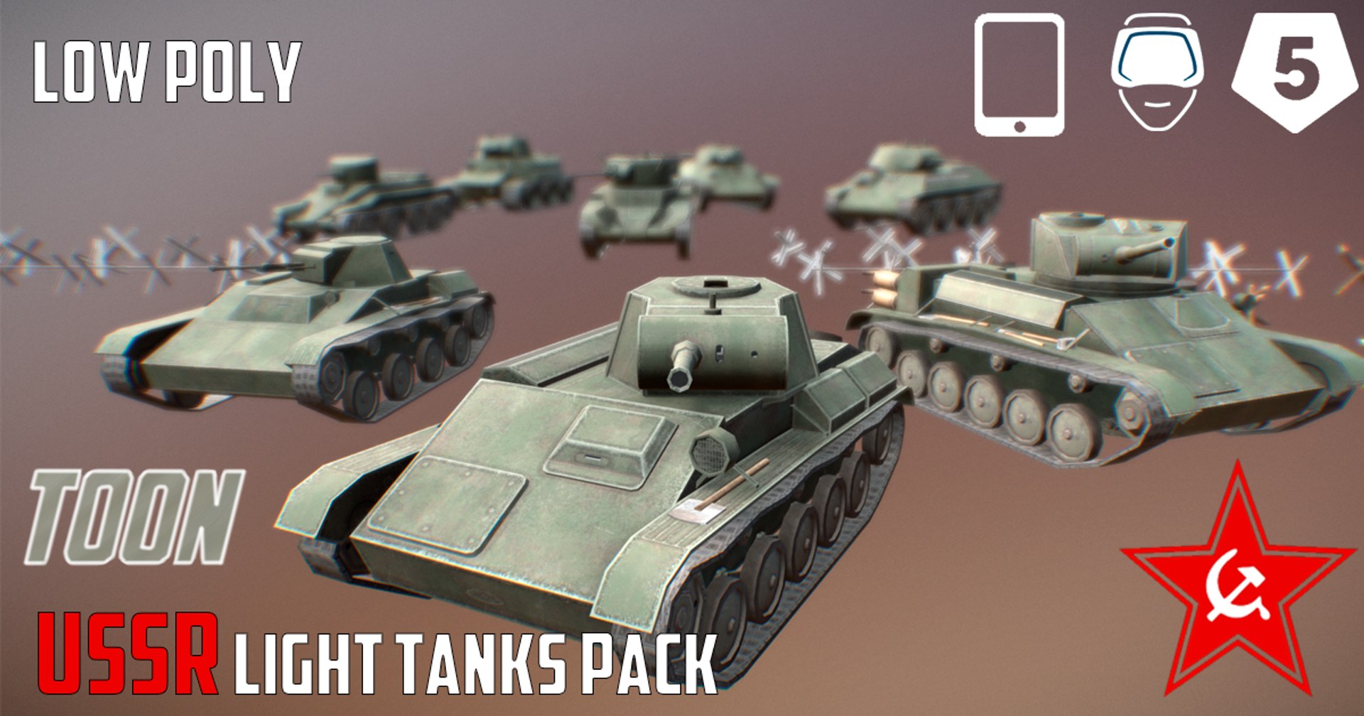 3D Ussr Toon Light Tanks Model - TurboSquid 1225257
