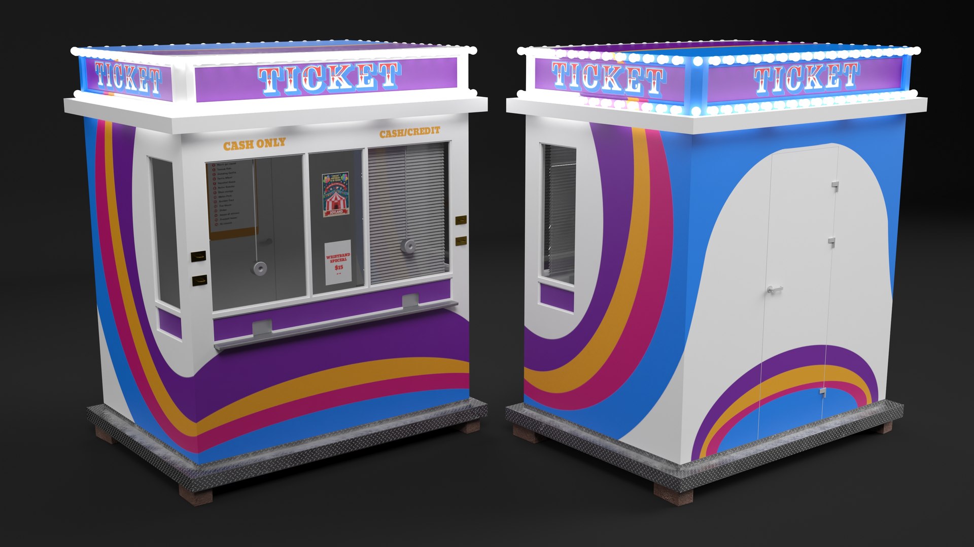 3D Modern Ticket Booth - TurboSquid 2140957