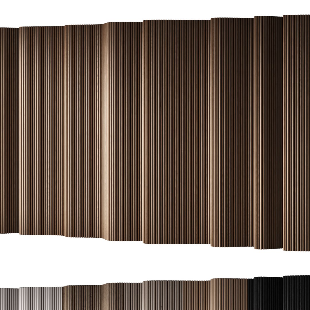 433 Wall Composition 14 Wave Fluted Raised Wood Reeded Panels 01 Model ...