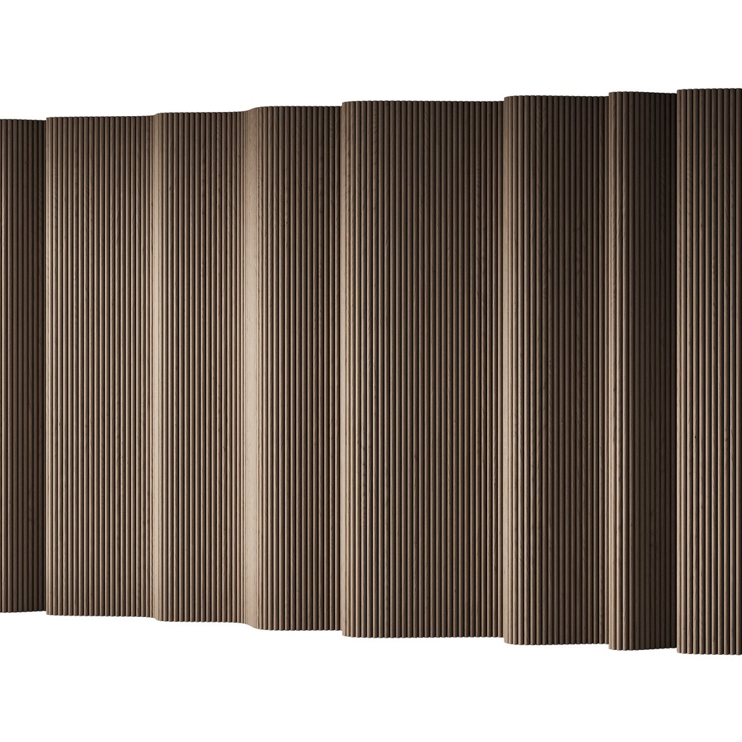 433 Wall Composition 14 Wave Fluted Raised Wood Reeded Panels 01 Model ...