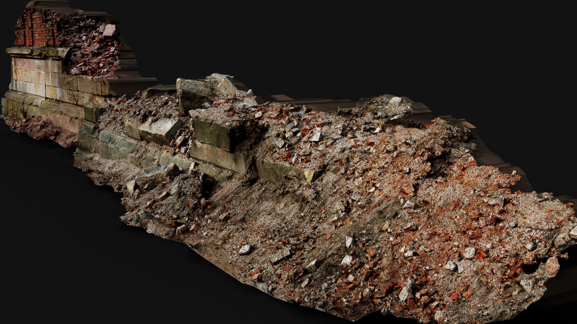 3D Model Ruins Destroyed Building Debris Borderline Photogrammetry ...
