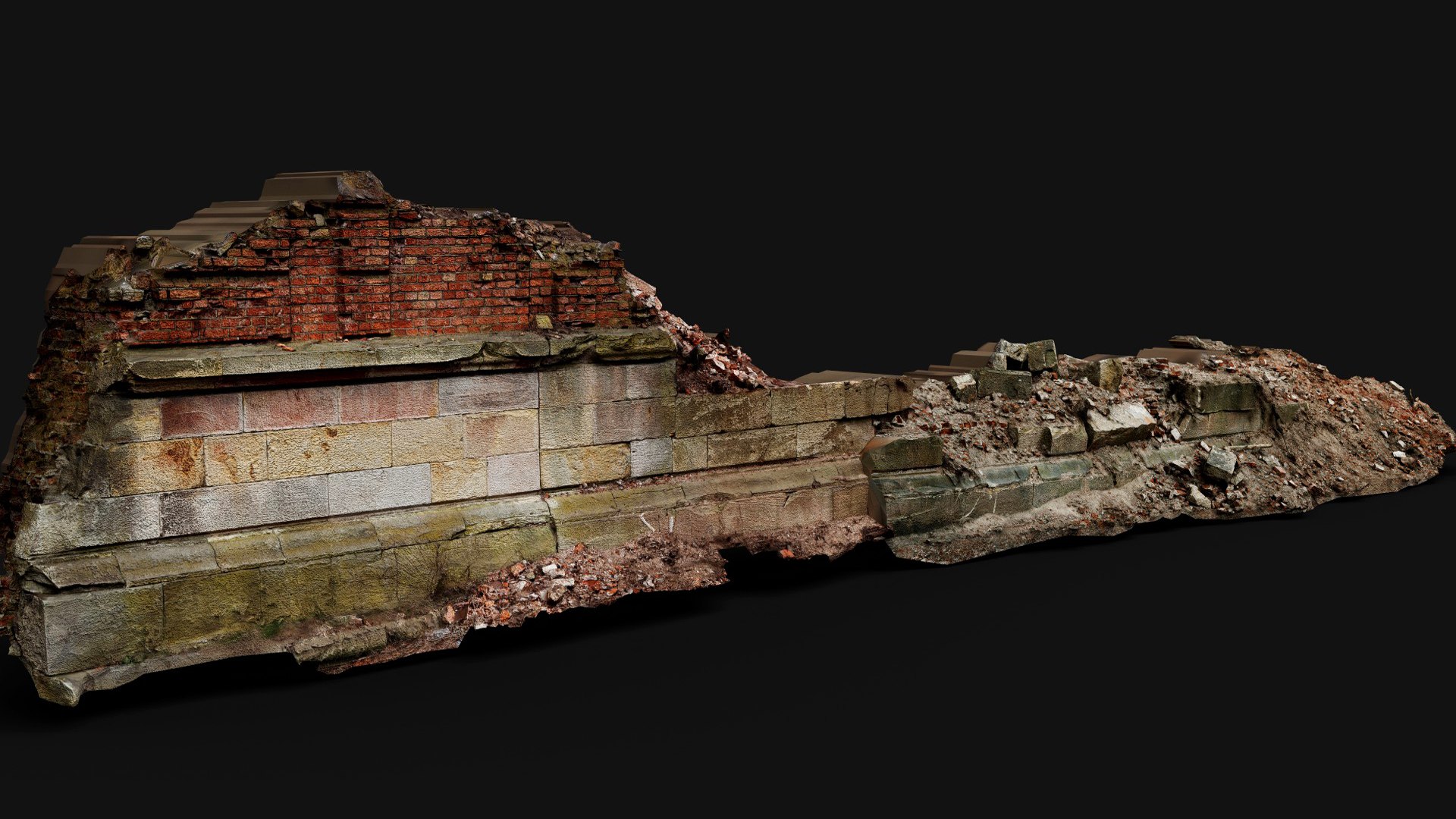 3D Model Ruins Destroyed Building Debris Borderline Photogrammetry ...
