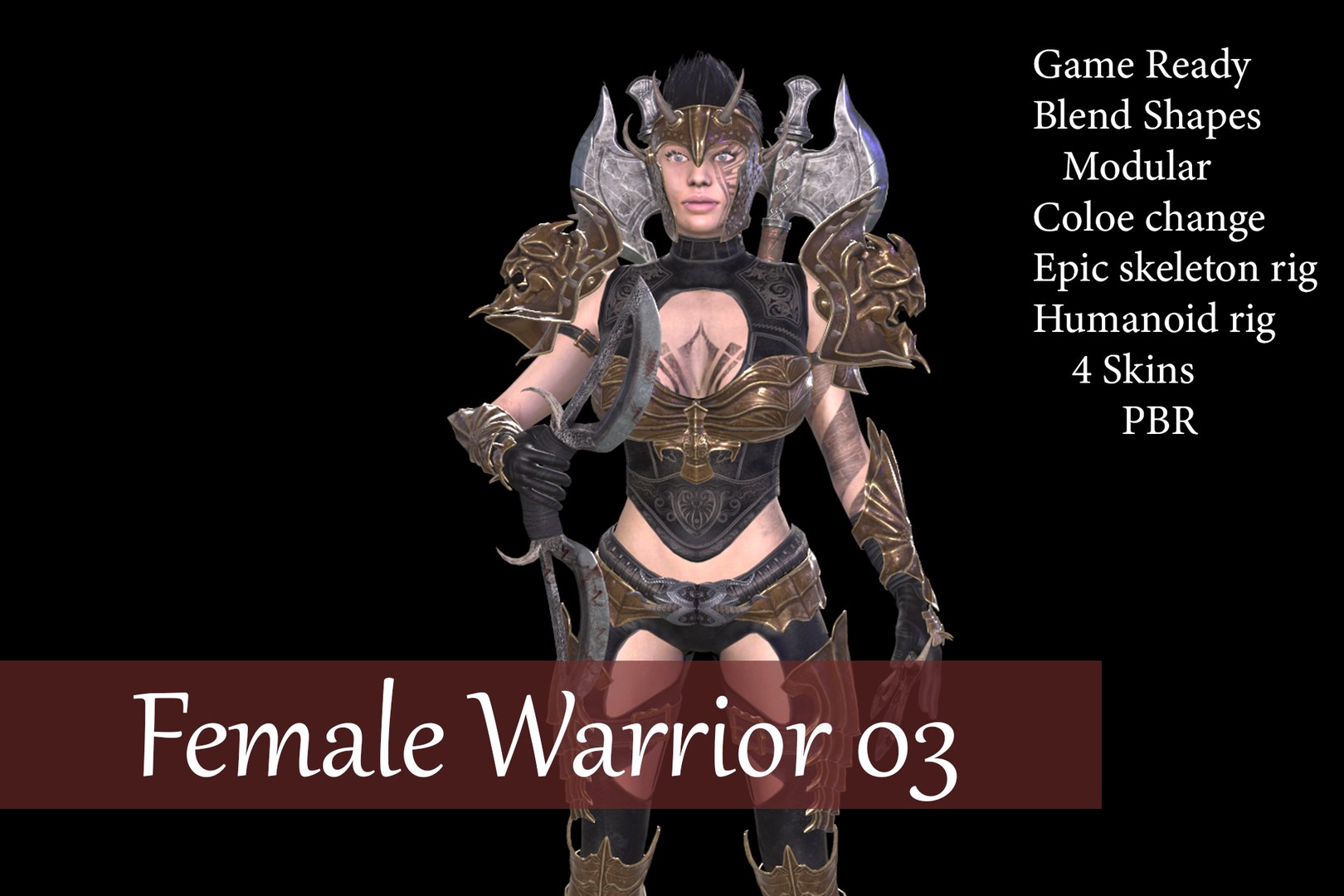 3D Female Warrior 03 model - TurboSquid 2147097