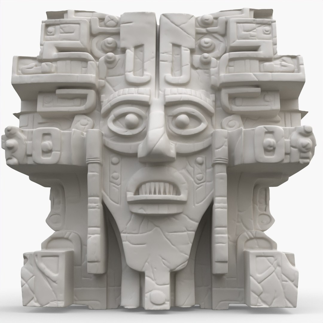 3D Model Aztec Stone Head 20 - TurboSquid 2200428