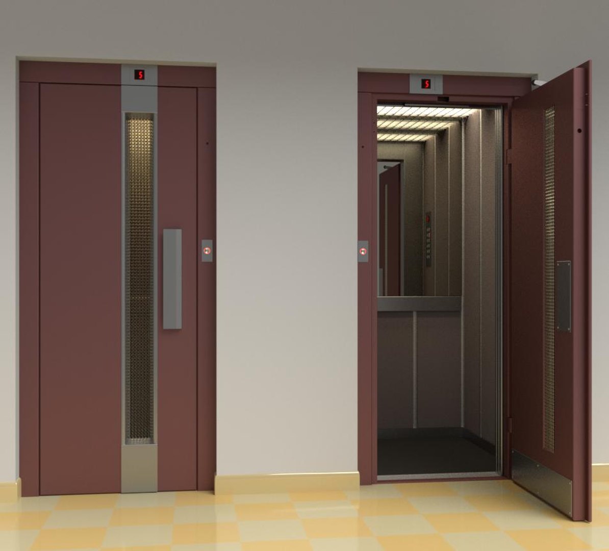 Vintage European Elevator Door Metal 3D Model - TurboSquid 1187537