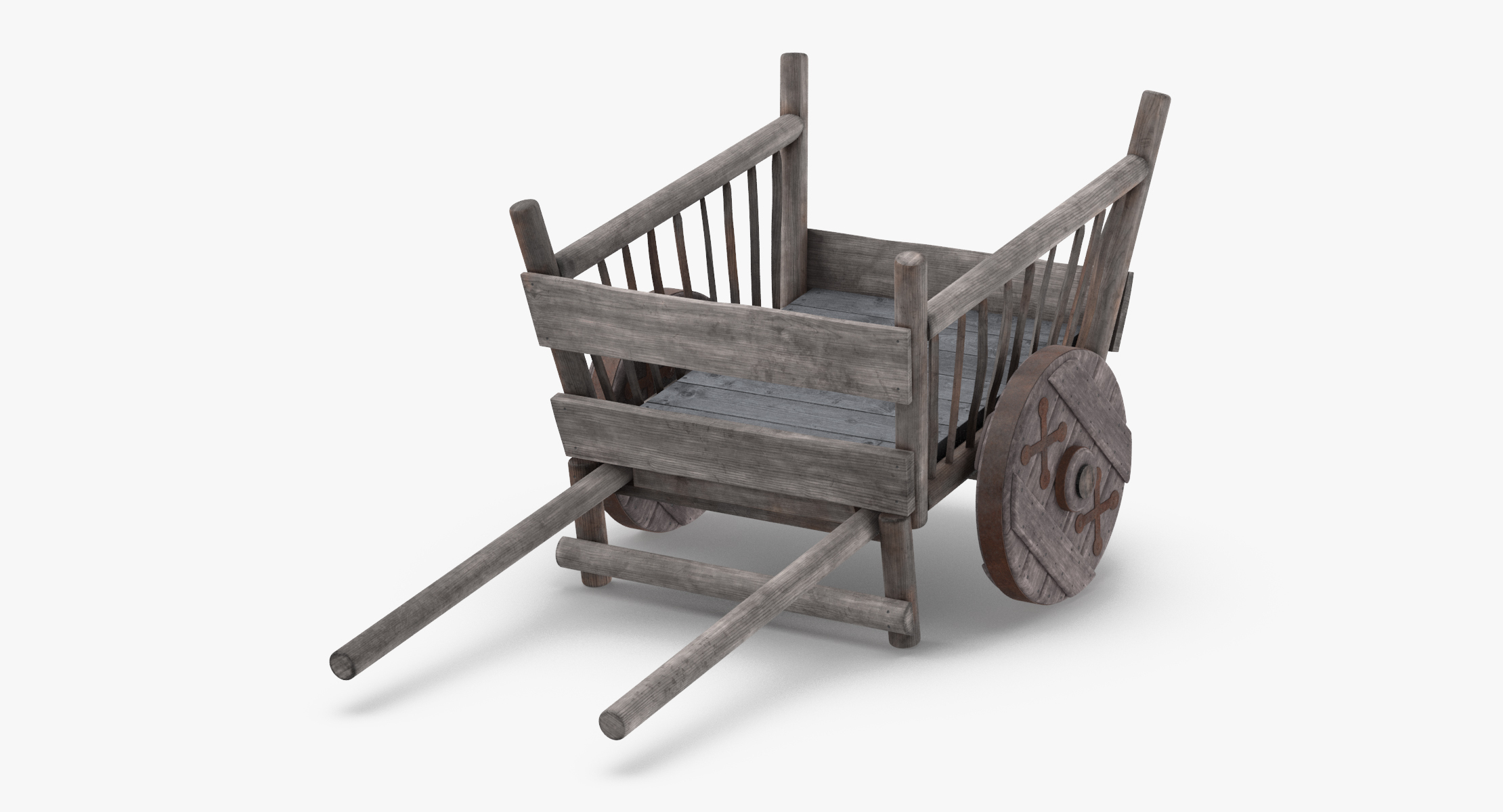 3d medieval wheelbarrow wagon cart
