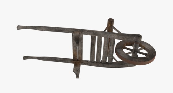 3d medieval wheelbarrow wagon cart