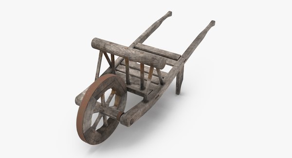 3d medieval wheelbarrow wagon cart