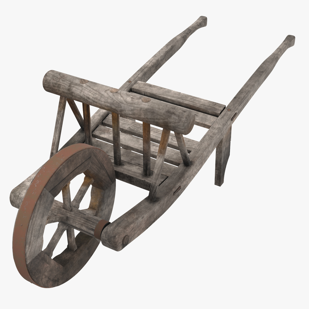 3d medieval wheelbarrow wagon cart