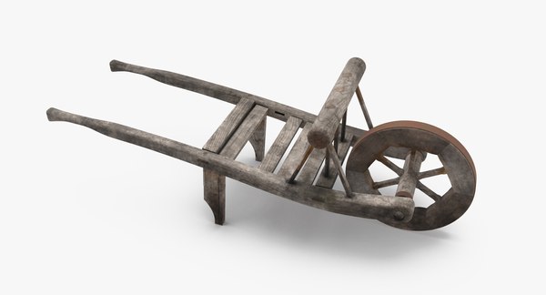 3d medieval wheelbarrow wagon cart