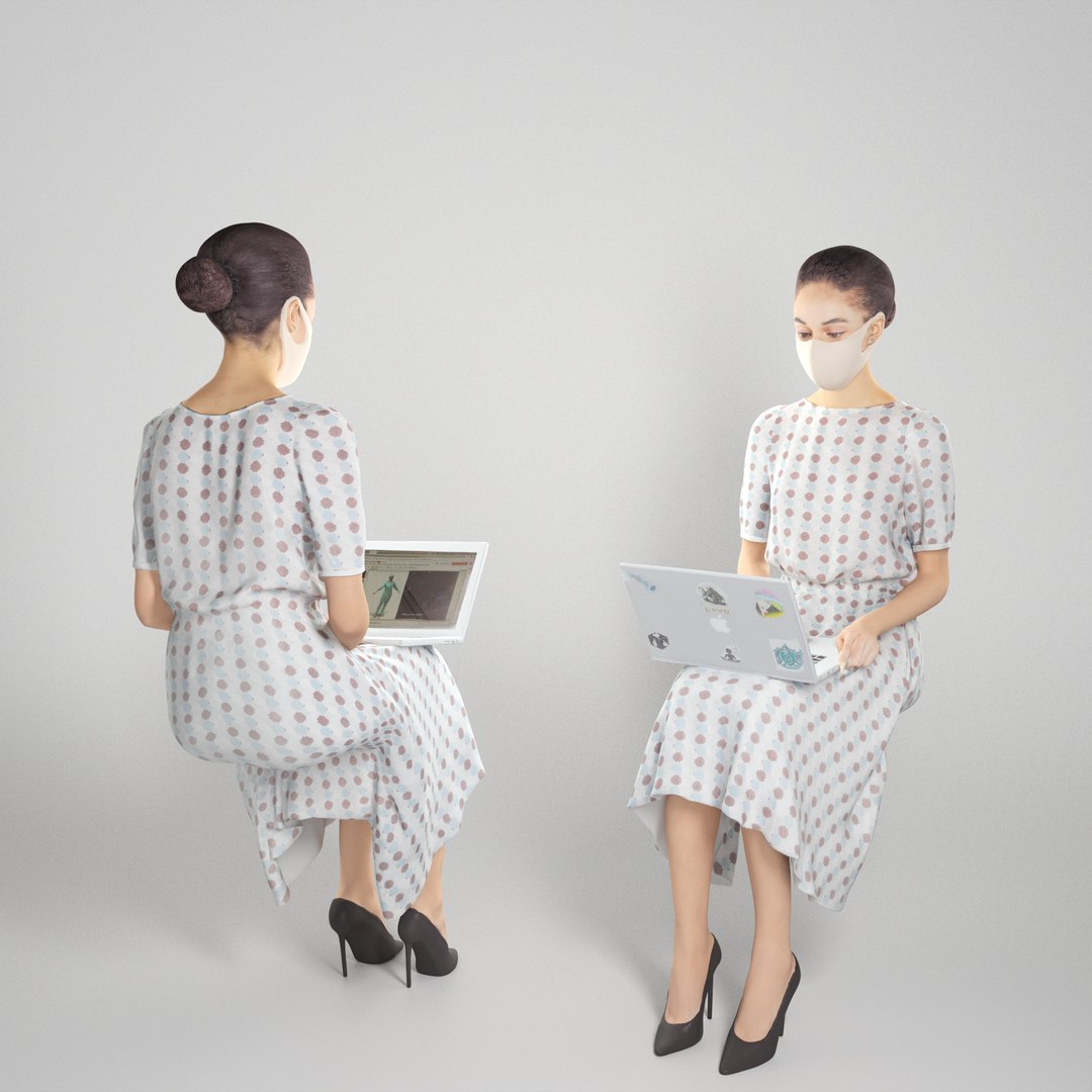 Beautiful Woman Sitting And Using Laptop 285 3D Model - TurboSquid 1737945