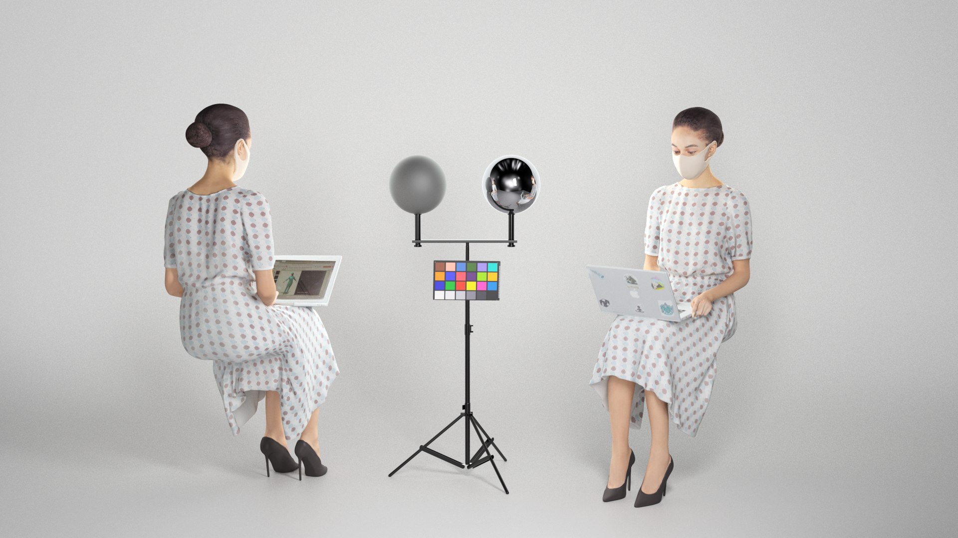 Beautiful Woman Sitting And Using Laptop 285 3D Model - TurboSquid 1737945