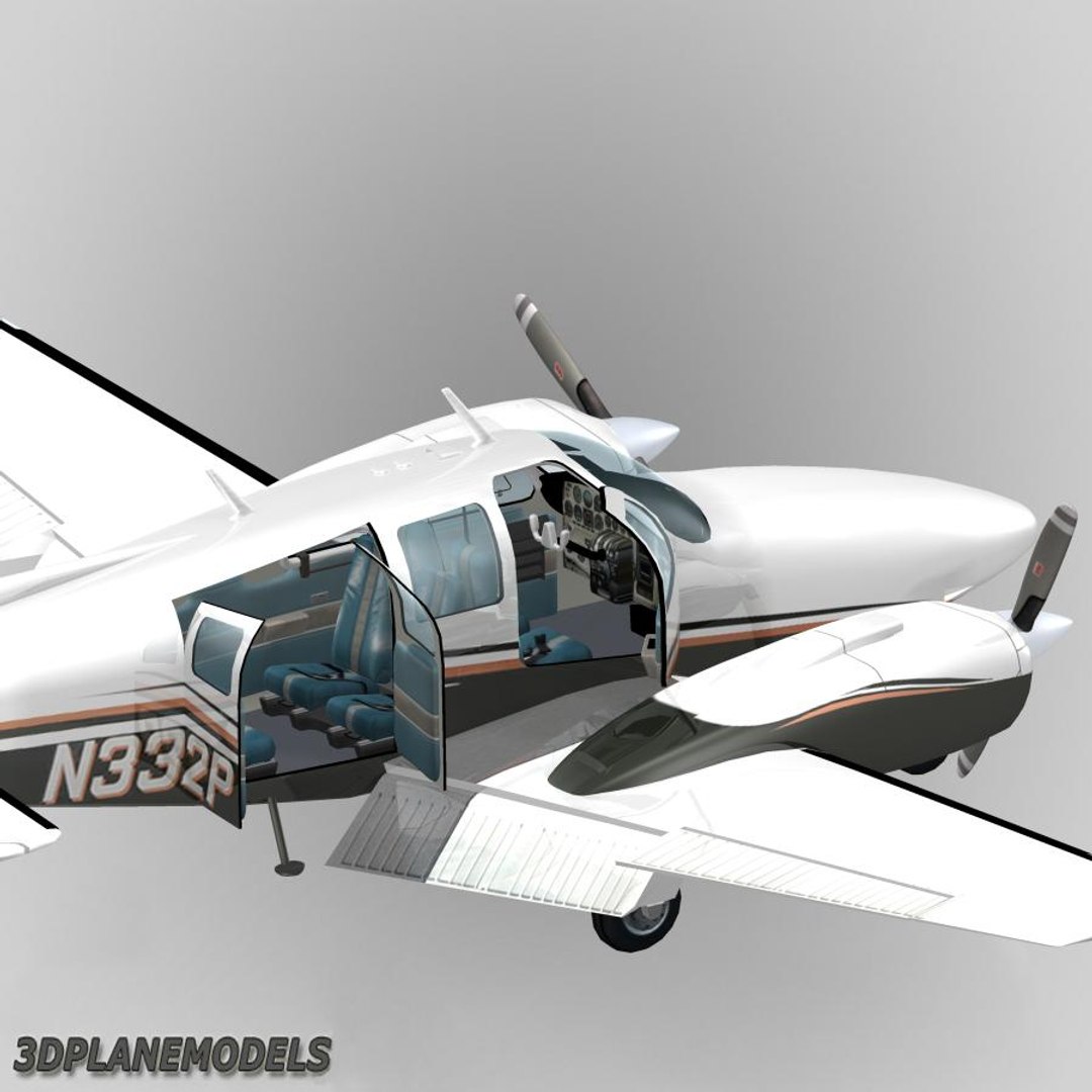 3d model beechcraft baron b58 private
