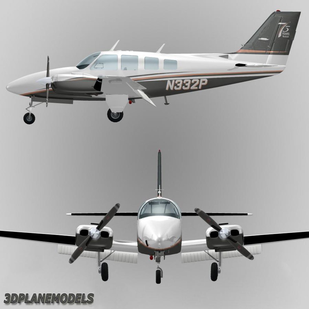 3d model beechcraft baron b58 private