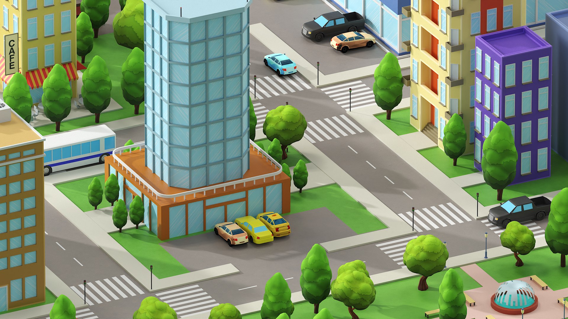 3D Cartoon City District - TurboSquid 2418877