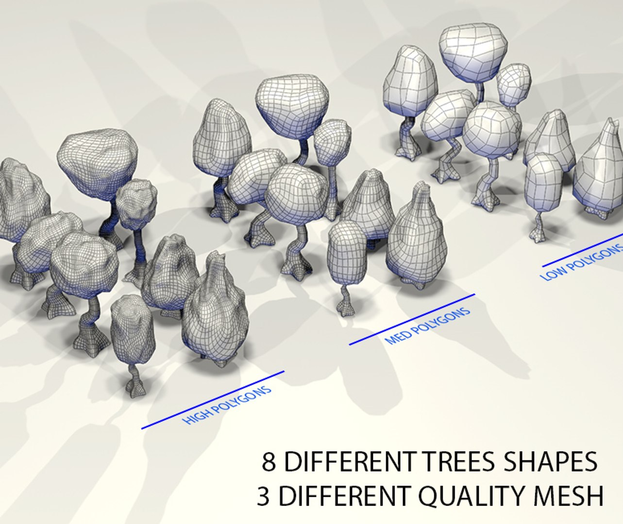 3d Model Trees Different Mesh