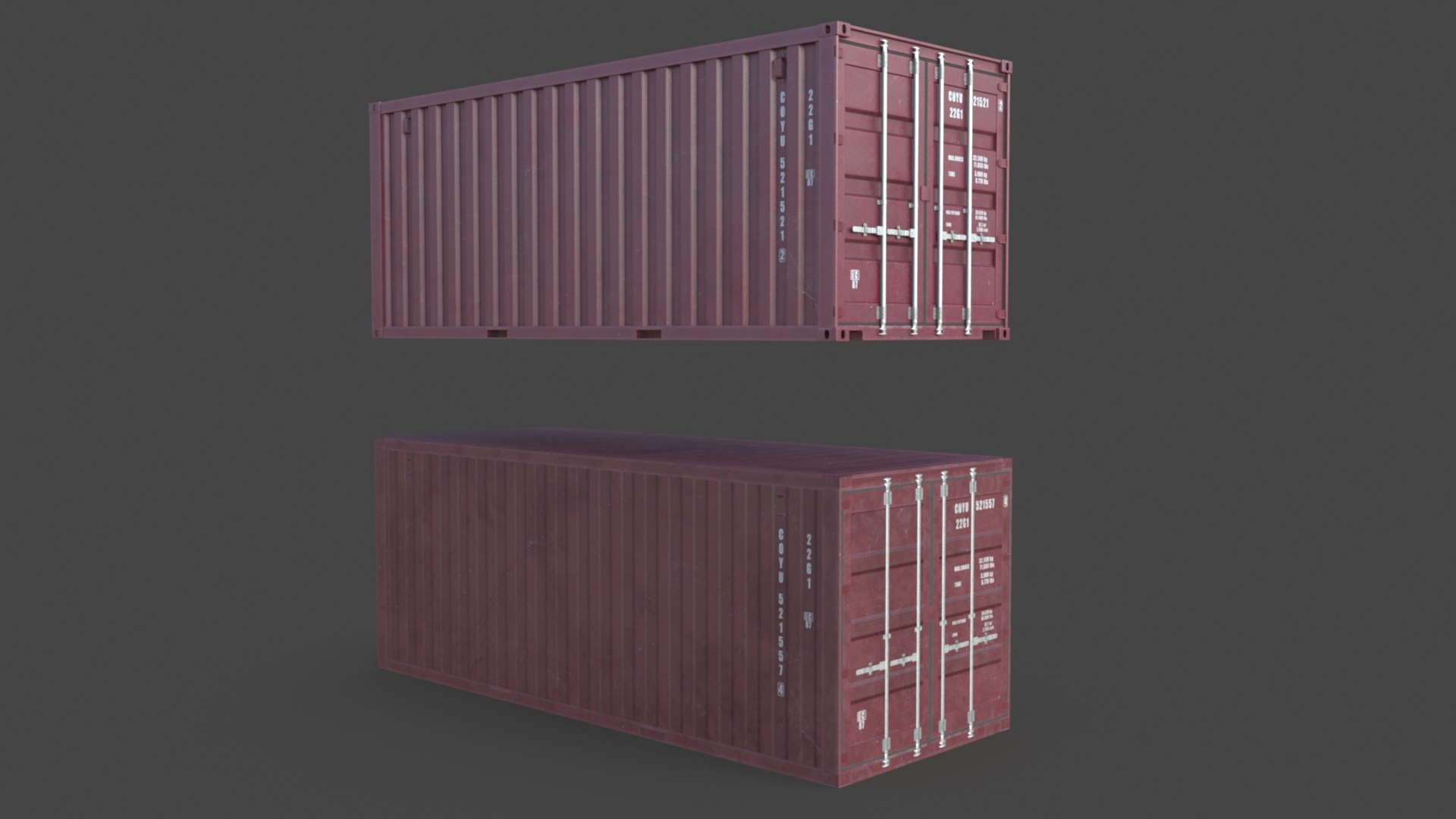 Cargo Container Red 20 Ft ISO High And Low Poly PBR LOD 3D Model ...