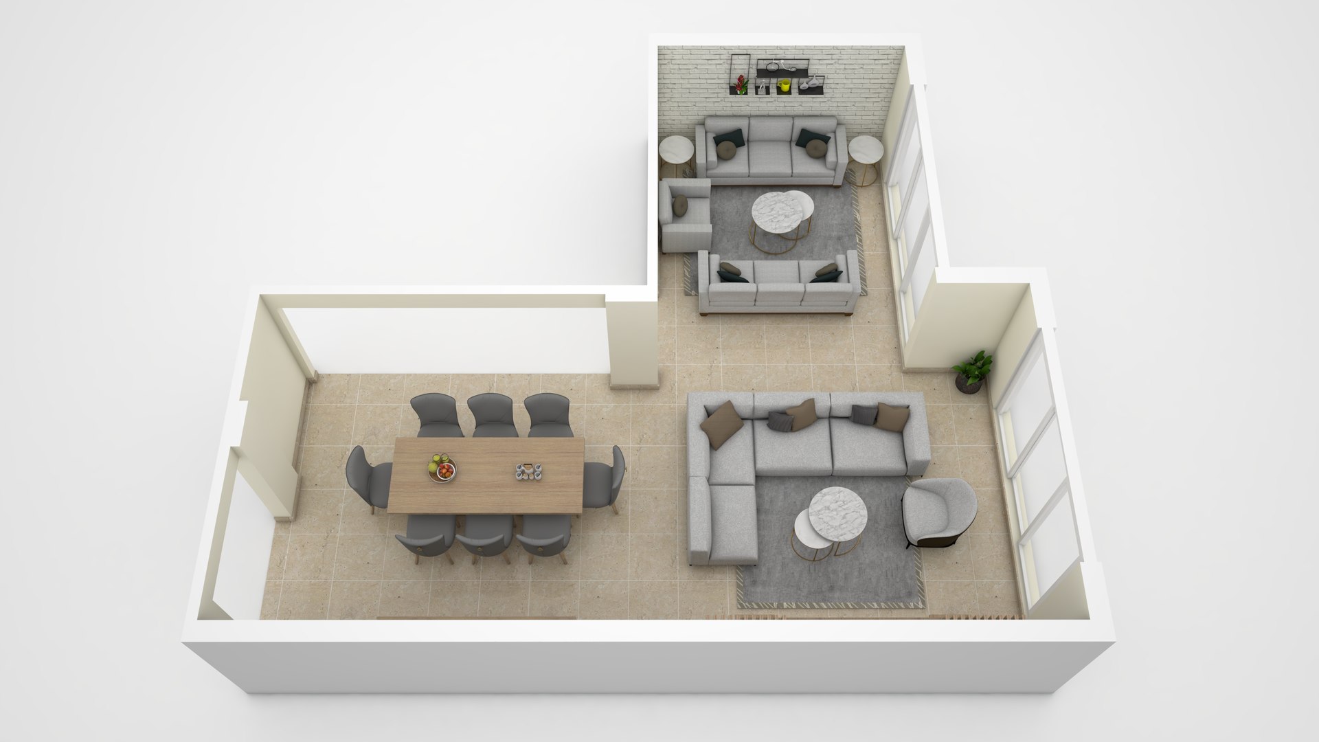 3D model Floor Plan with Interior Rendering - TurboSquid 2049557