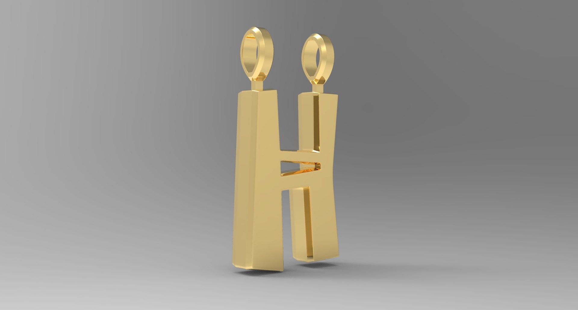 3D H Letter Pendant Gold - TurboSquid 1900562