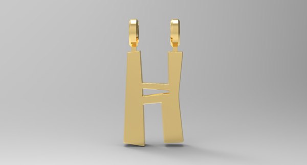 3D H Letter Pendant Gold - TurboSquid 1900562