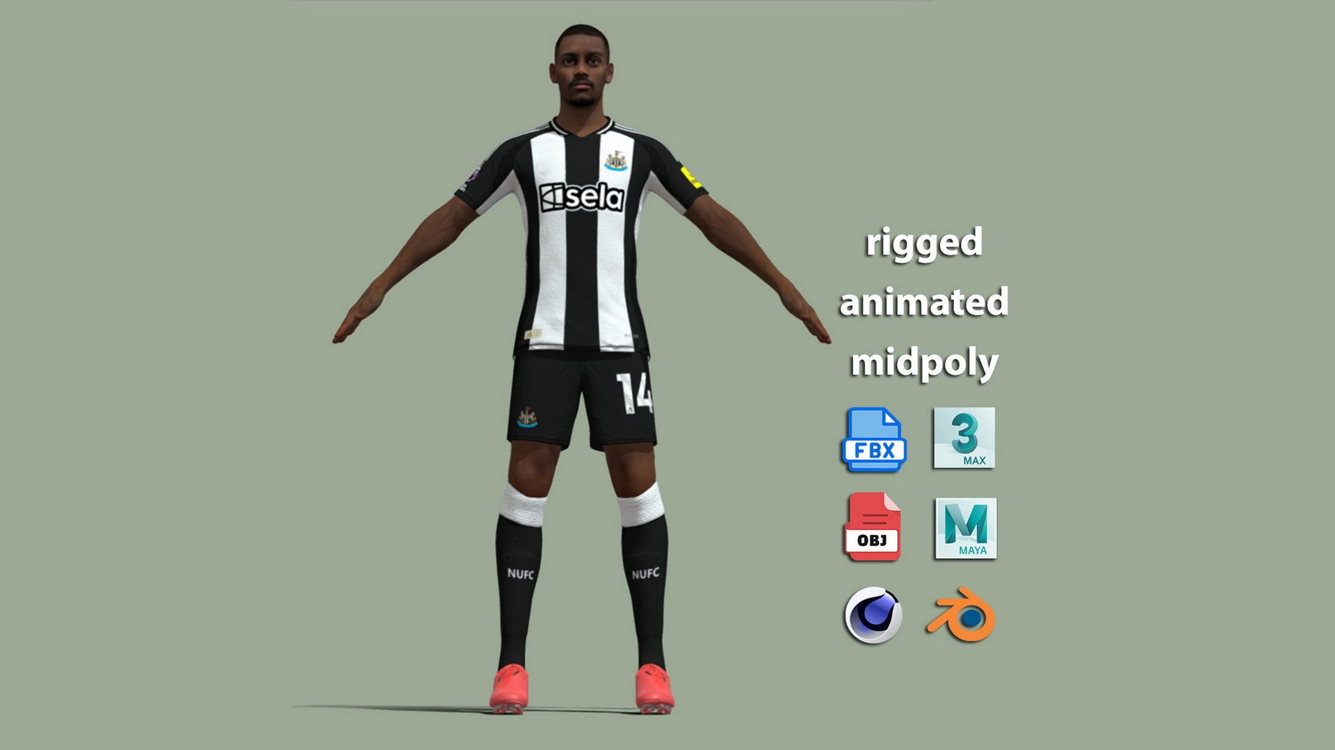 3D T-Pose Rigged Alexander Isak Newcastle 24-25 Model - TurboSquid 2340951