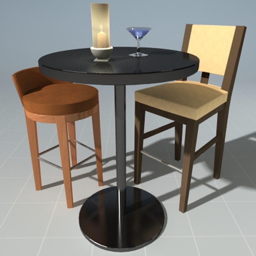 3d Bar Table Chairs Model