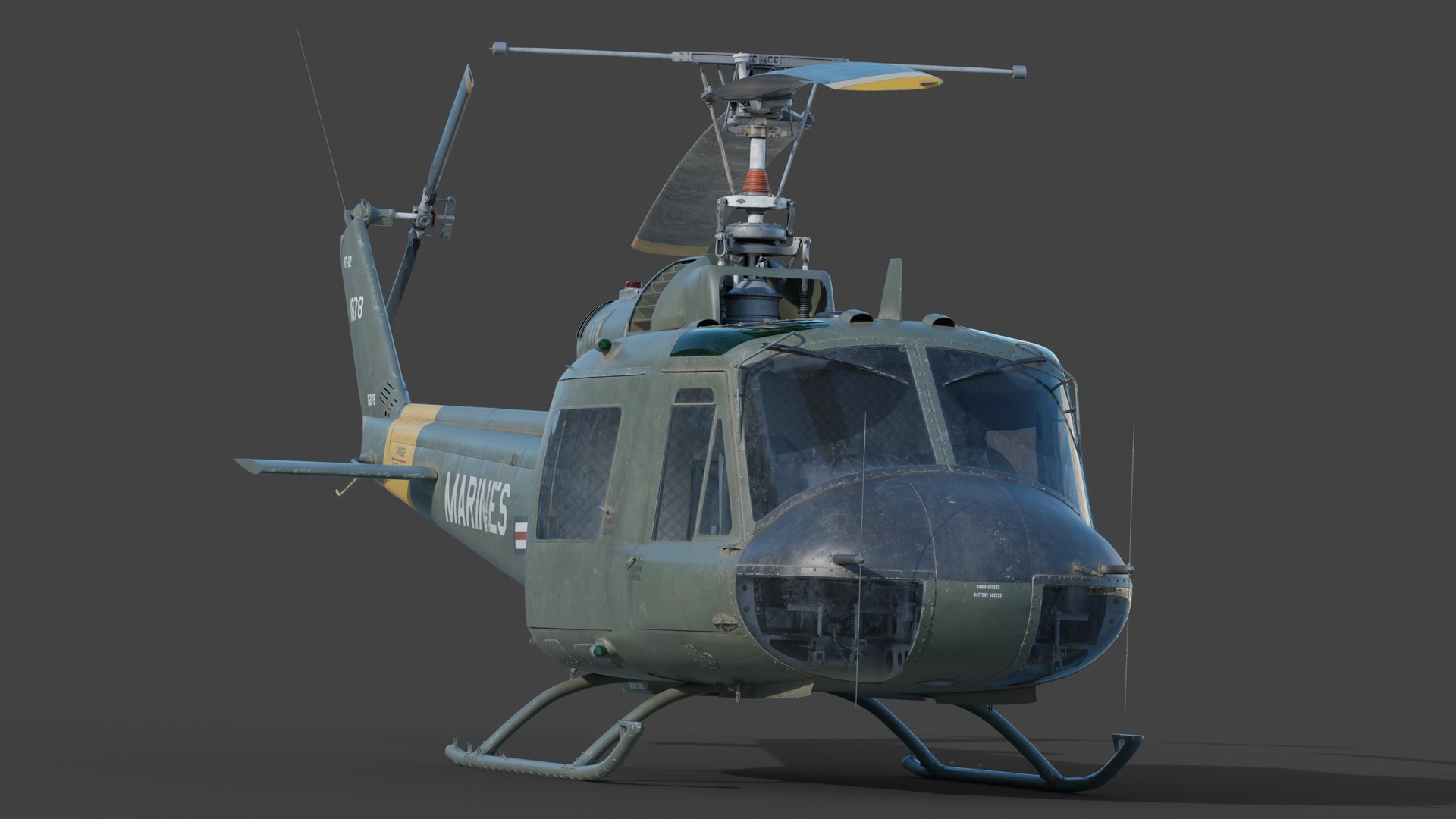 Bell UH 1B Iroquois Huey MARINES PBR 3D Model - TurboSquid 2497929