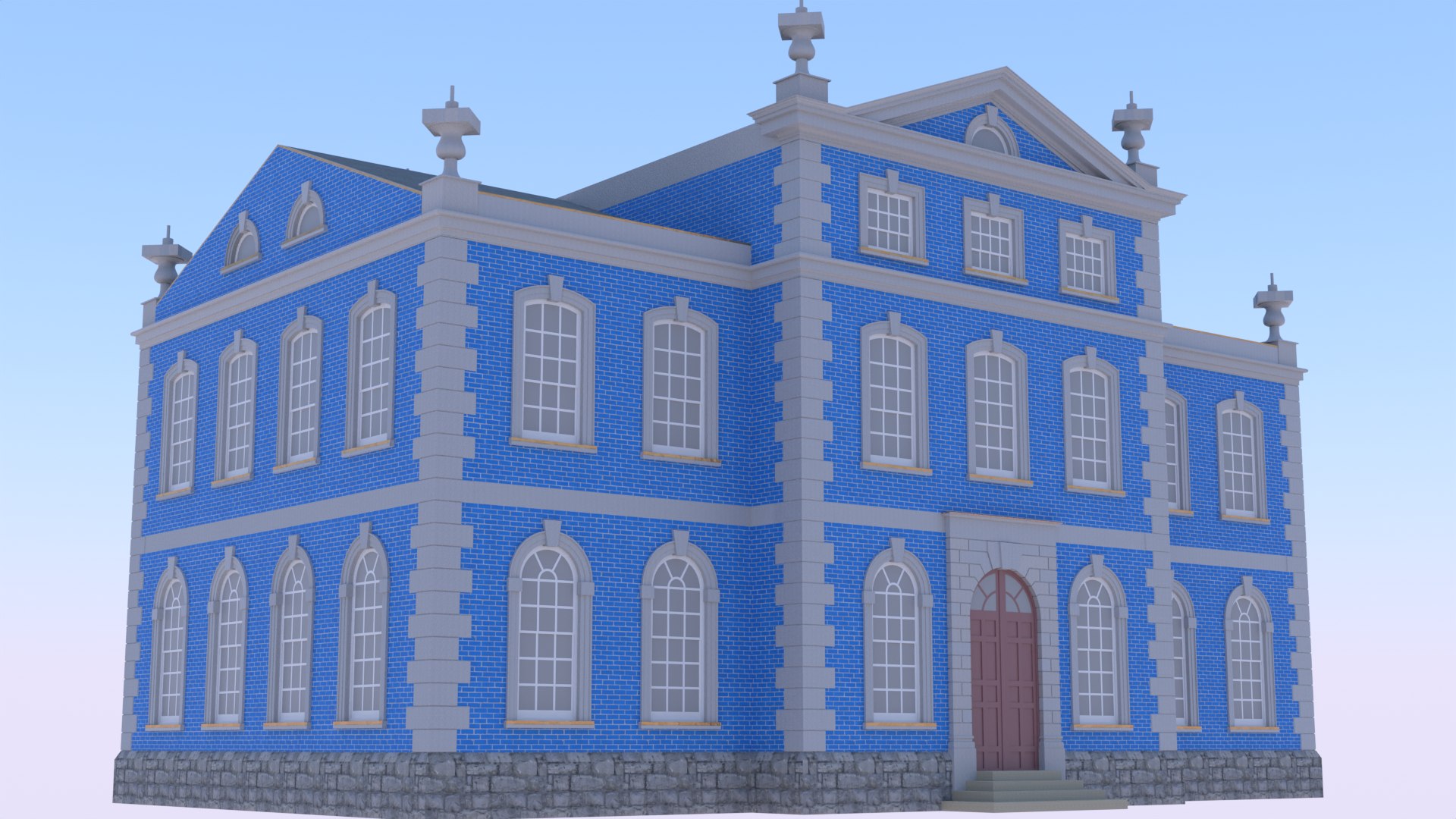 Mansion Blue PBR 8K 3D - TurboSquid 2167504