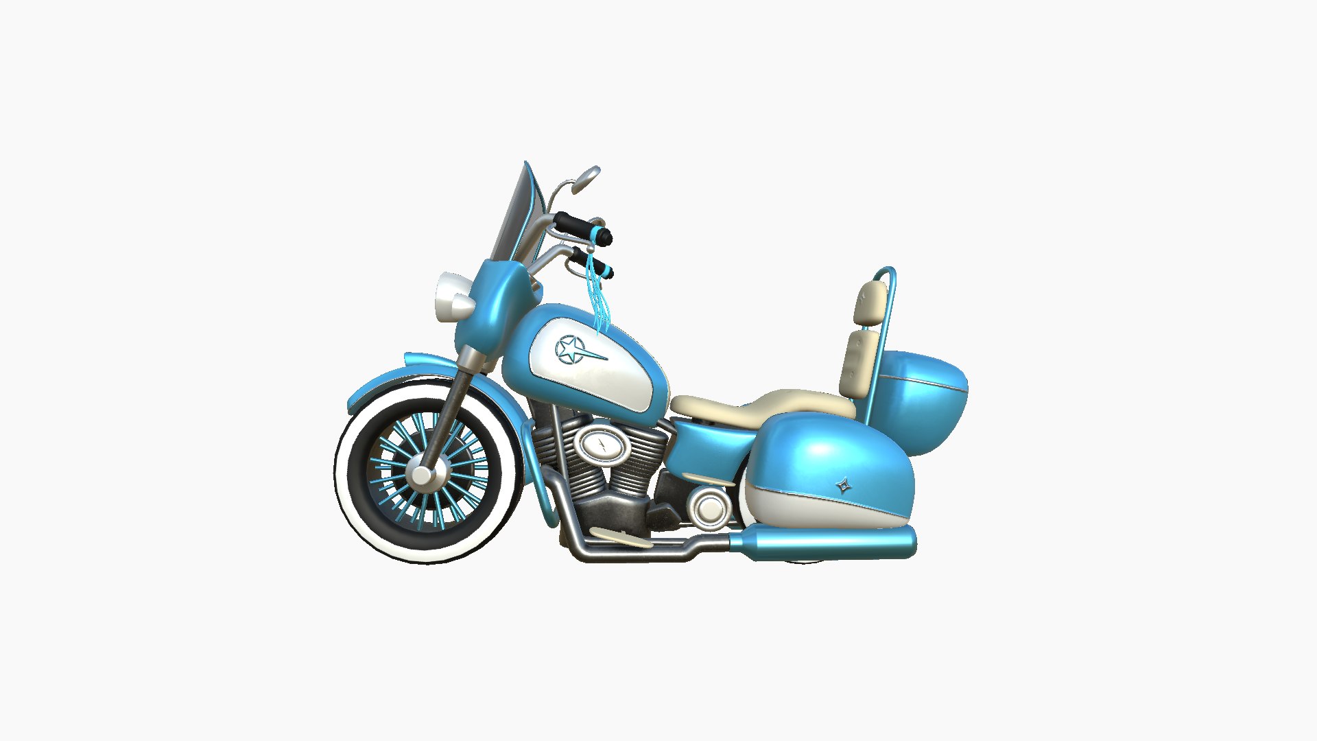3D Motorcycle Cartoon B08 Blue White - Custom Vehicle Design ...