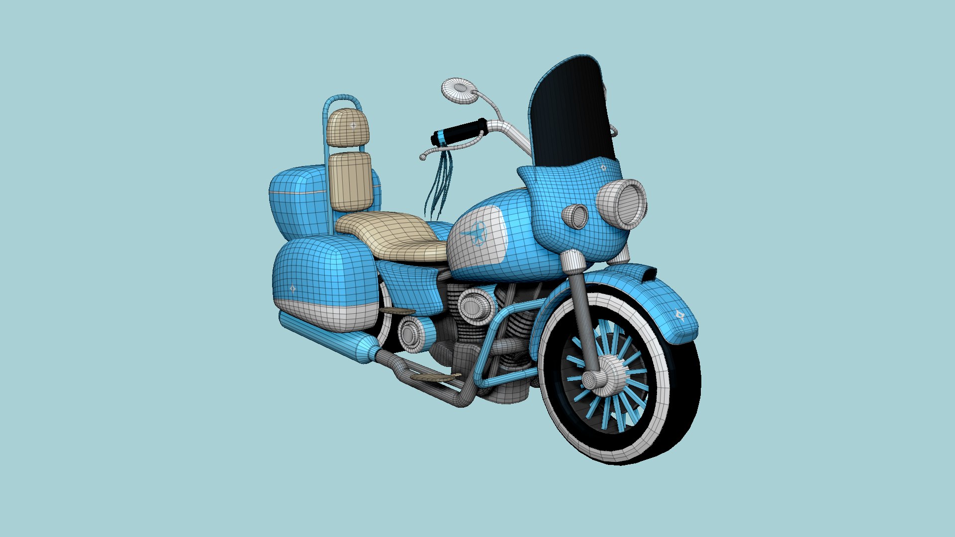 3D Motorcycle Cartoon B08 Blue White - Custom Vehicle Design ...