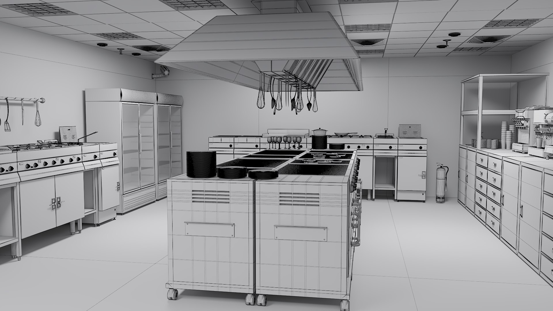 Commercial Kitchen 3D Model - TurboSquid 2214471