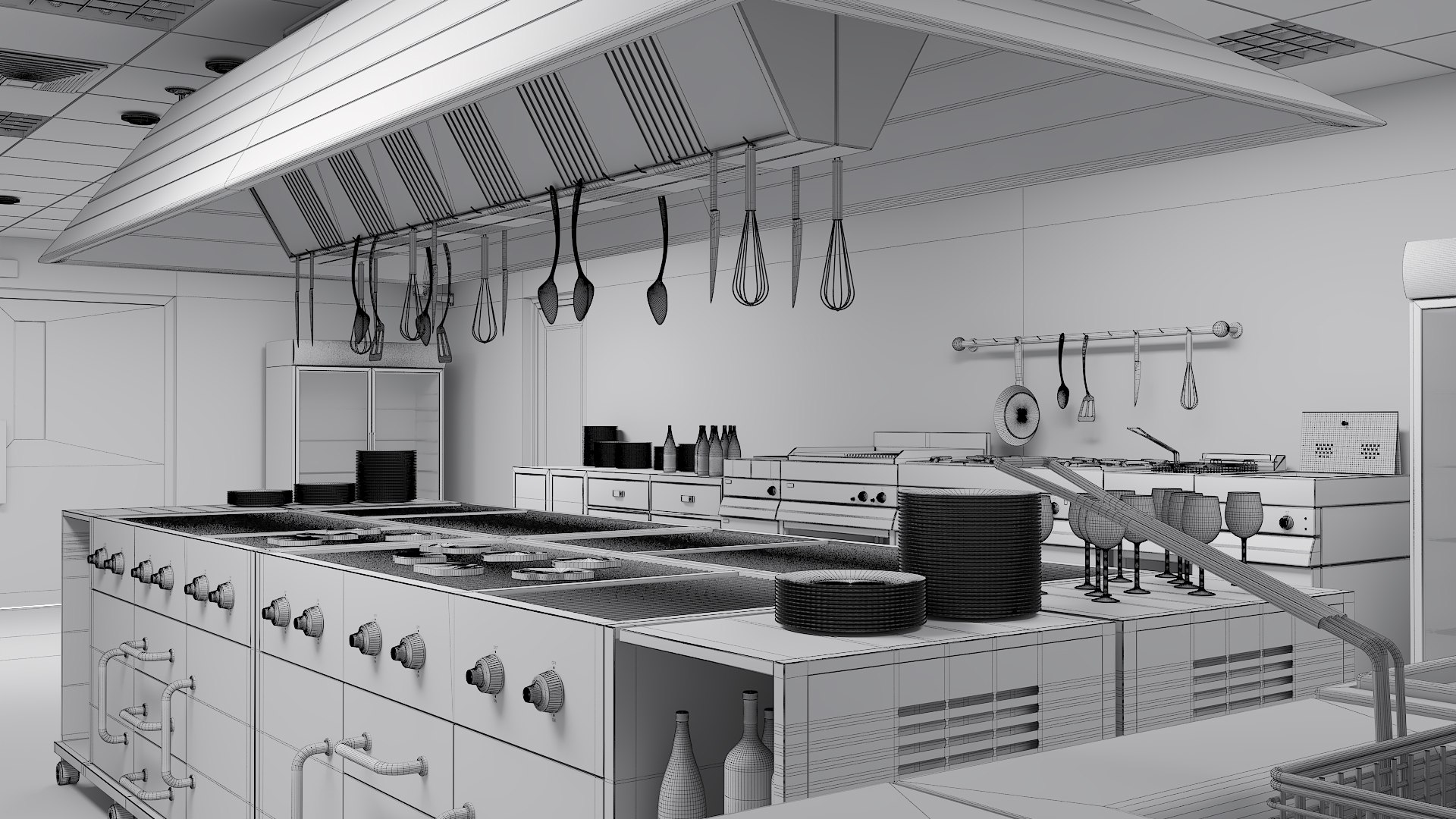 Commercial Kitchen 3D Model - TurboSquid 2214471