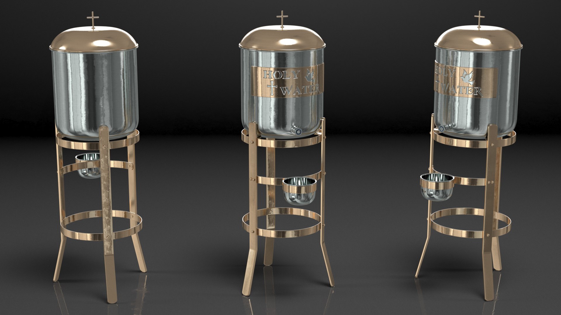 Holy Water Tank With Stand 3D - TurboSquid 1875595