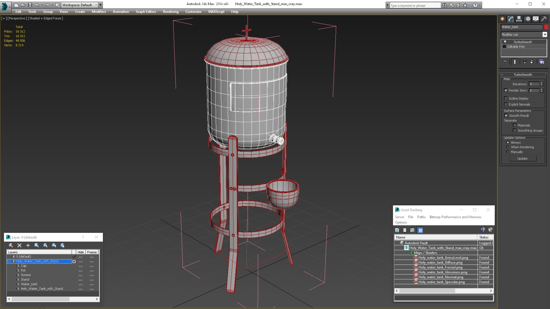 Holy Water Tank With Stand 3D - TurboSquid 1875595
