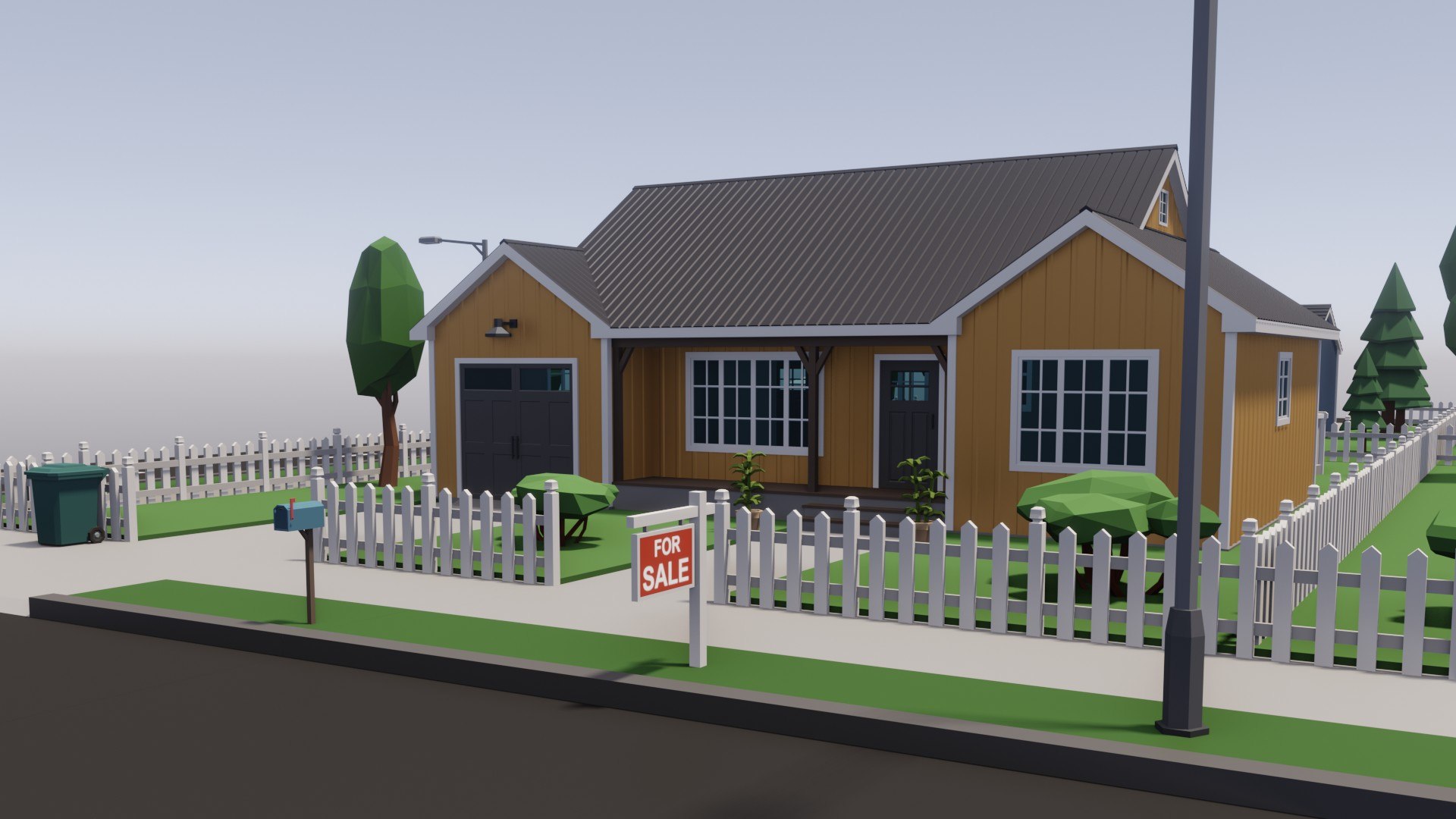 3D Low Poly Stylized Suburban Block Model - TurboSquid 2123069