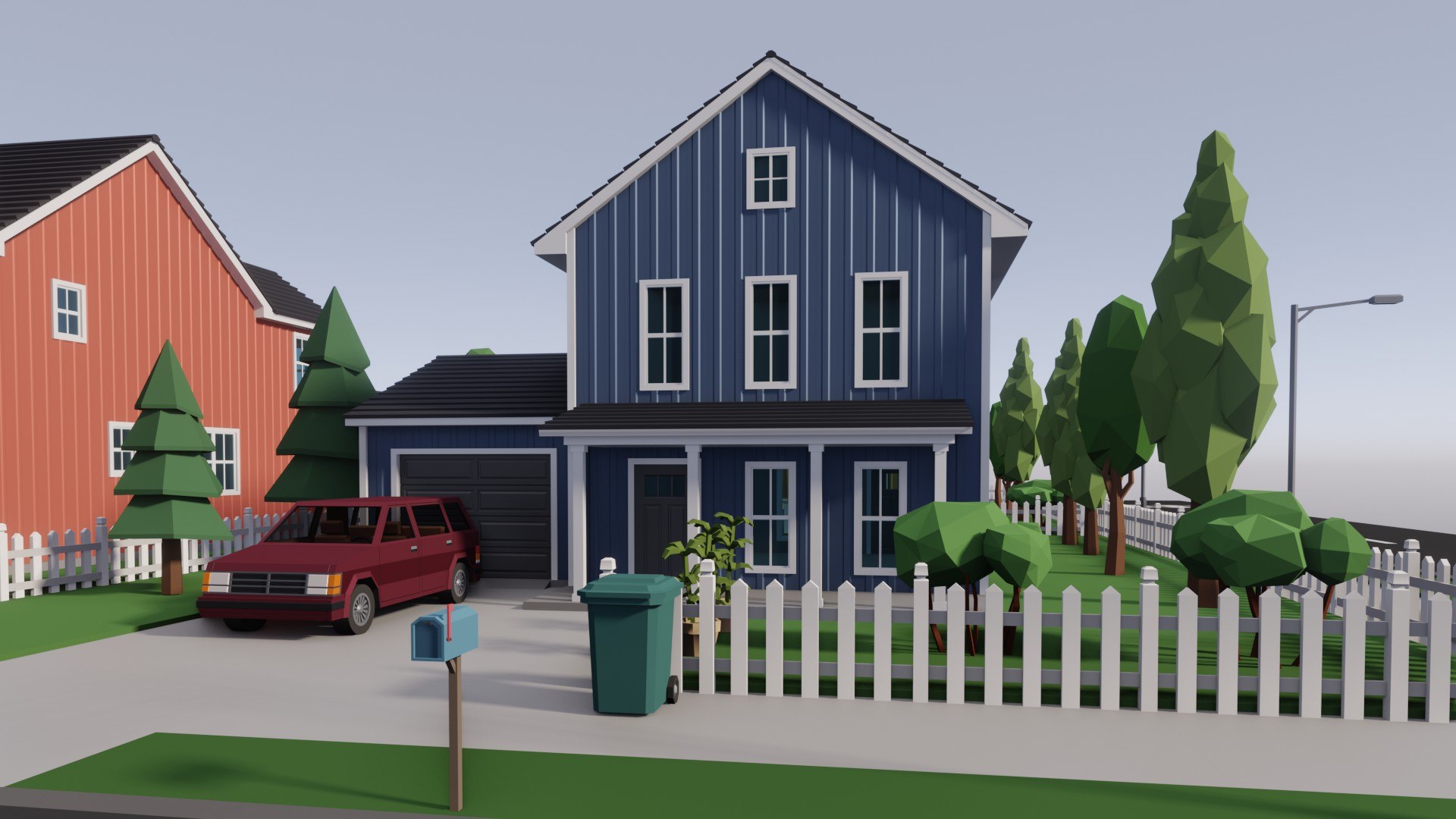 3D Low Poly Stylized Suburban Block Model - TurboSquid 2123069