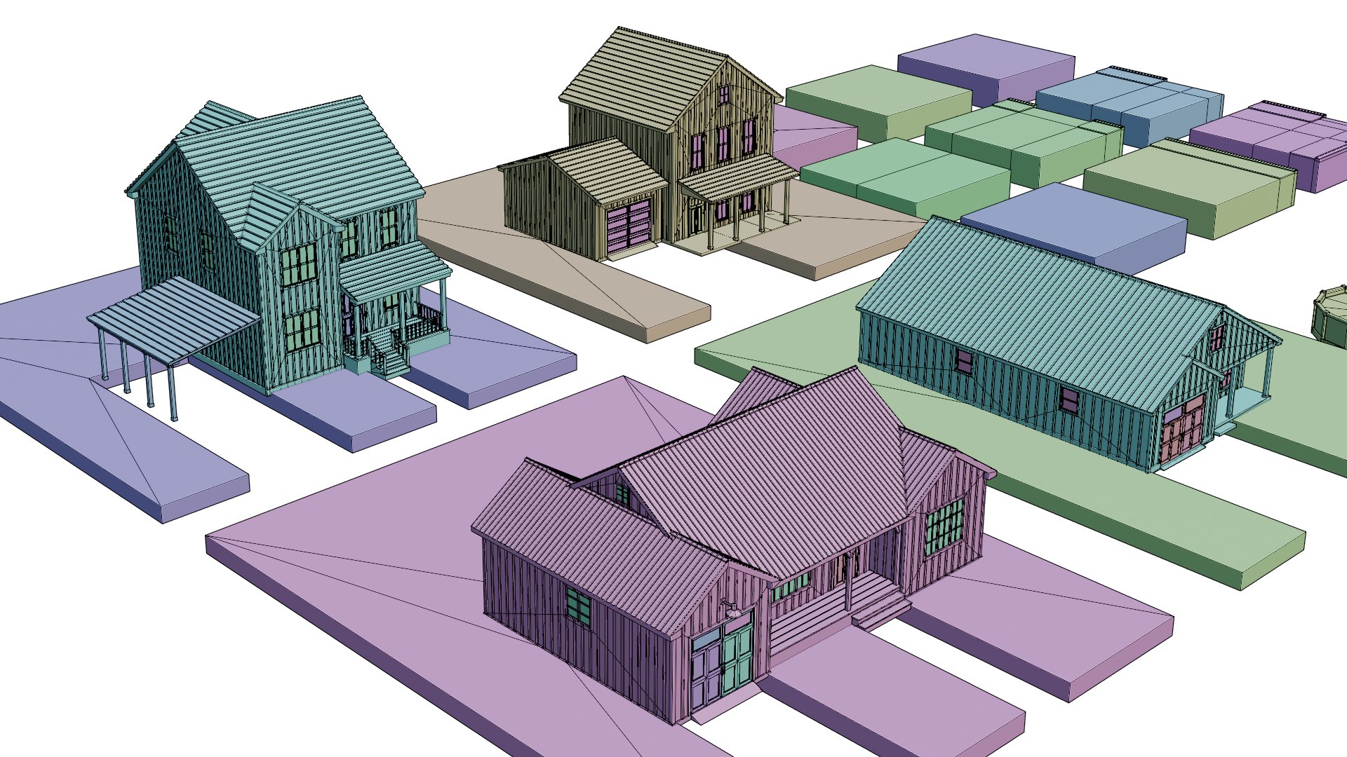 3D Low Poly Stylized Suburban Block Model - TurboSquid 2123069