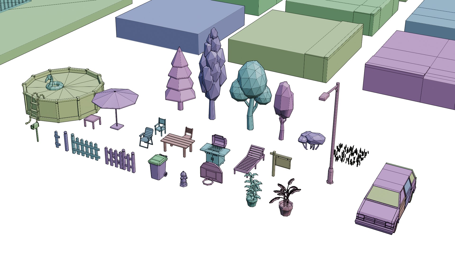 3D Low Poly Stylized Suburban Block Model - TurboSquid 2123069