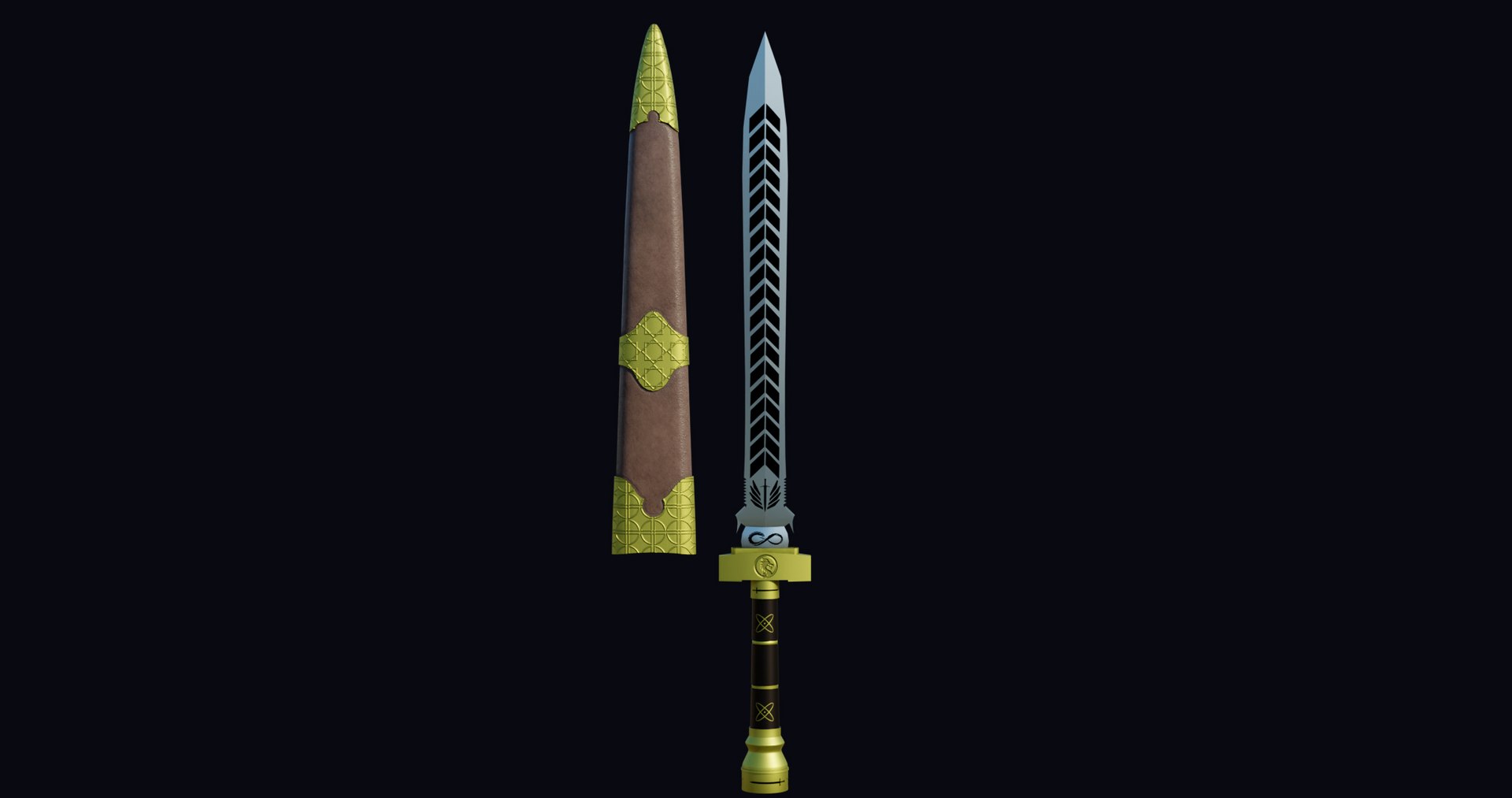 3D 5 Fantasy Swords All PBR Unity UE Textures Included model ...